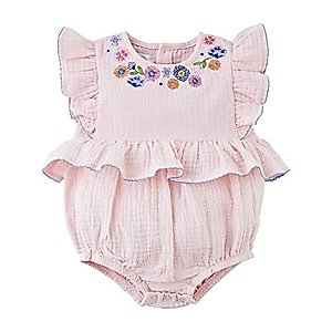Mud Pie Girls Flower Bubble, Pink, 3-6 Months
