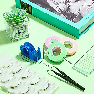 Maitys 3 Rolls Eyelash Tape for Lash Extensions with Dispenser Cutter Breathable Fabric PE Tape Under Eye for Sensitive Skin Eyelash Extensions Supplies(Green,Pink,Purple,0.47")