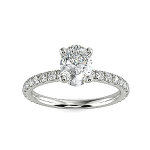 Beverly Hills Jewelers 1 Carat Oval Lab Grown Diamond Engagement Ring for Women in 14k White Gold D-E Color, cttw Size 6 Made in USA