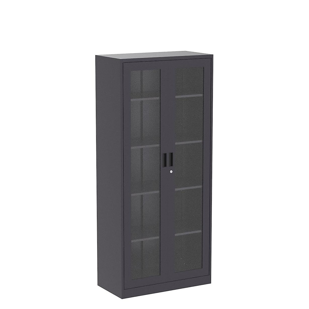 LISSIMO Tall Bookcase Storage Cabinet with Tempered Glass Door,Metal Display Cabinet with 4 Adjustable Shelves,5-Tier Curio Cabinet Liquor Cabinet for Home,Study,Living Room and Office (Black)