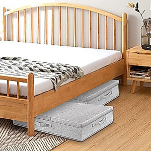 GooFurnit Under Bed Storage Fabric Container Bins with Lids, 2 Pack 31" Long 6" Tall Underbed Large Capacity Organizer Box with Handles, Long Foldable Sturdy Lightweight Under the Bed Fabric Storage Container for Closet, Bedroom, Dorms, Clothes, Bed sheet