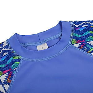 Dayu Boys Girls Swimsuit UPF 50+ UV Two Piece Short Sleeve Swimwear Rash Guard Sets, Purple, 12-14