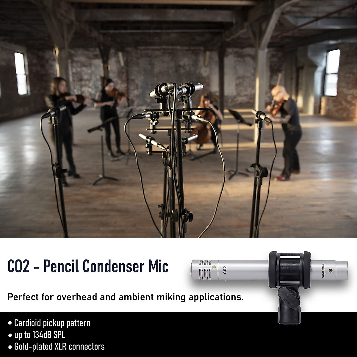 Samson DK707 7-Piece Drum Microphone Kit with 2 Tripod-Base Mic Boom Stands, Low Profile Microphone Stand with Telescoping Boom and 7 Premium XLR Mic Cables