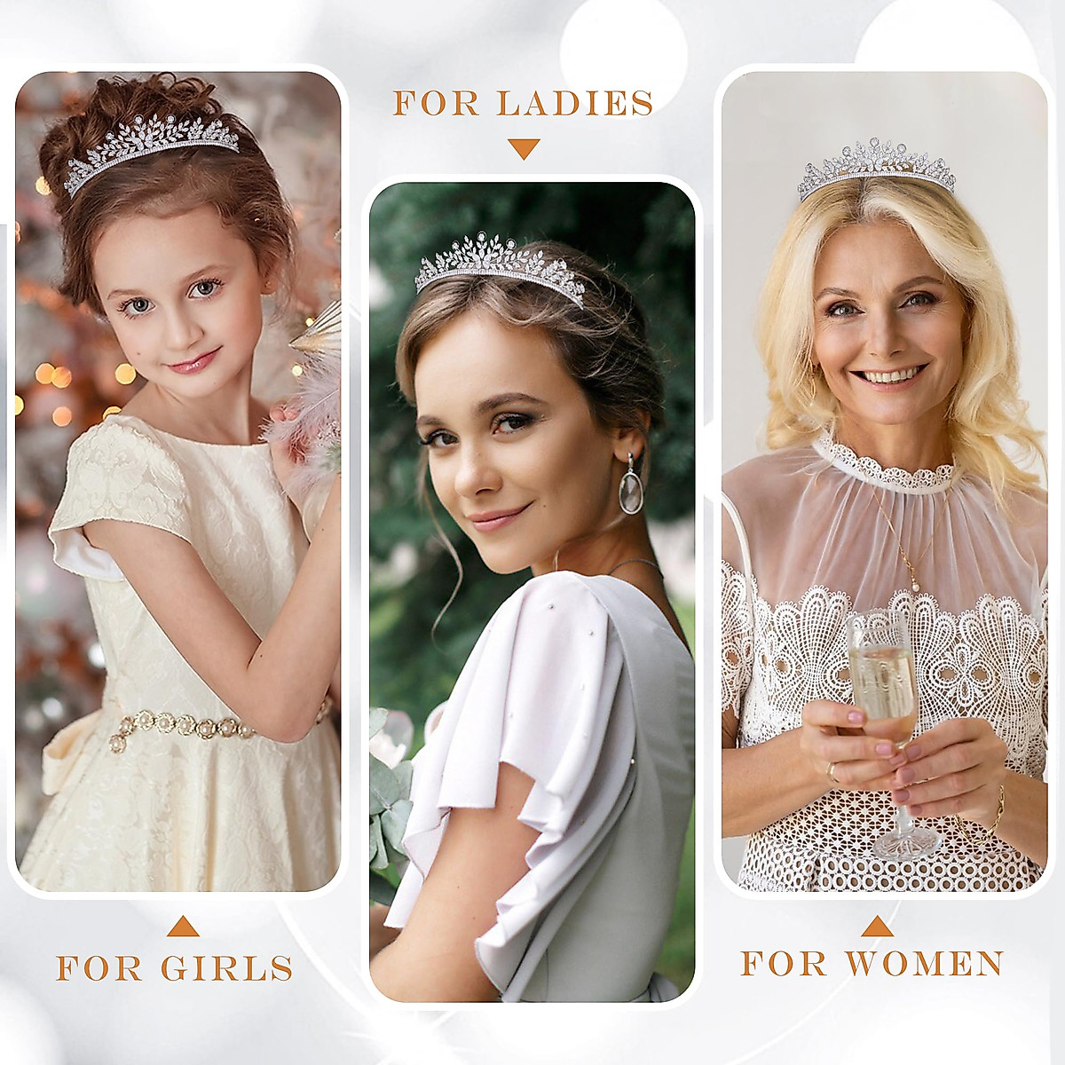 Aoligrace 5A Cubic Zirconia Wedding Tiaras and Crown for Women Small Bride Floral Headpiece Sweet 16 Quinceanera Hair Jewelry