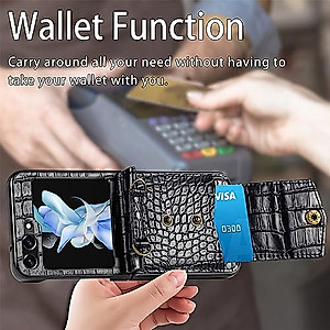 protective filp case 2 in 1 Wallet Case Compatible with Samsung Galaxy Z Flip 5 Wallet Case with Card Holder ,PU Leather Protective Flip Phone Cover Fashion Crossbody Strap Phone Case nonmetallic cove