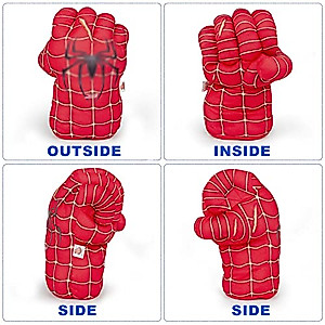 Superhero Toys for Kid, Red Boxing Gloves Kids Plush Hands Fists Toys, Superhero Halloween Costume Cosplay Festival Party Supplies Favors Christmas Gift for 3-10 Year Old Boys Girls Teen