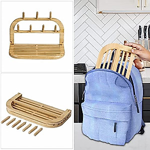 MEUHIIS Bamboo Baby Bottle Drying Rack Space Saving,Travel Baby Bottle Rack Dryer Holder Portable Countertop Bottle Dryer Rack Organizer,Bamboo Drying Rack for Bottles,Cups,Pacifiers and Accessories