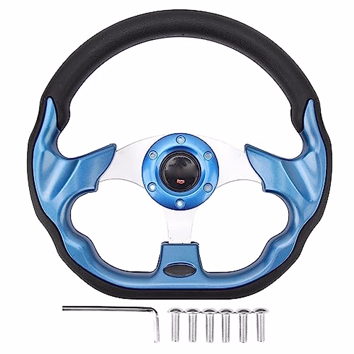 Steering Wheel Kit, PU Leather Surface Strong Grip Wear Resistant Cart Steering Wheel 12.5 Inch Universal Beautiful for DS Precedent Onward Tempo (Blue)