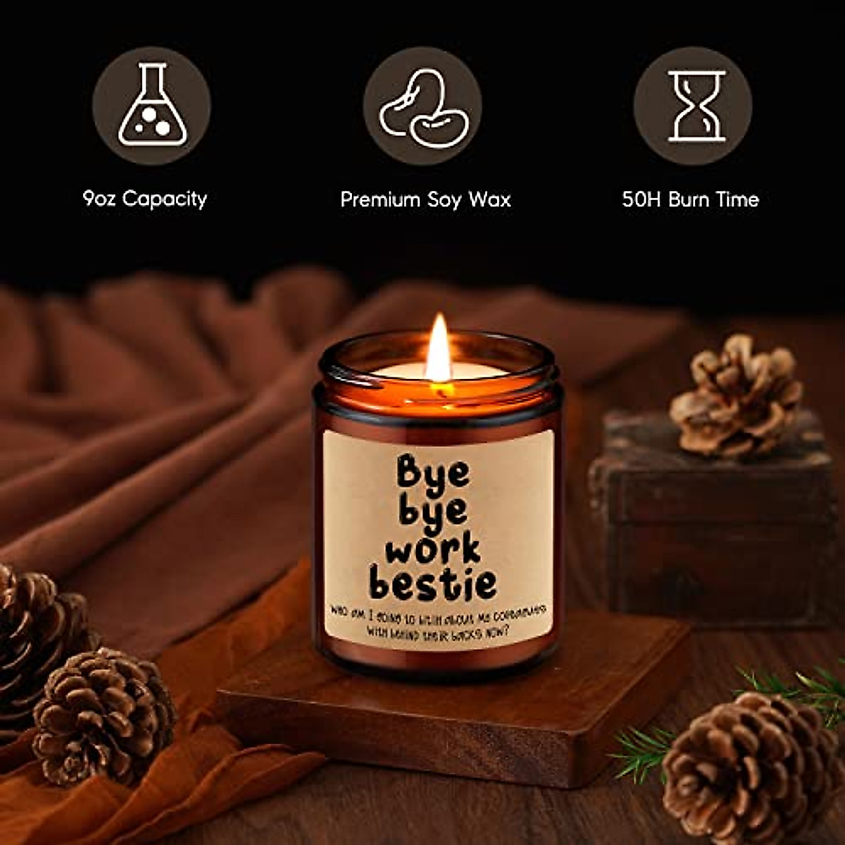 GSPY Scented Candles - Funny Goodbye Gifts, Coworker Leaving, Colleague Farewell Gift - Bye Bye Work Bestie Candle - Congrats on New Job, Quitting Job, Going Away Gift for Coworker, Friend, Men, Women
