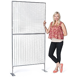 Displays2go 75 Inch 2-Panel Exhibit Displays, Iron Construction, Floor Standing, Double Sided – Silver Finish (AD2PNL)