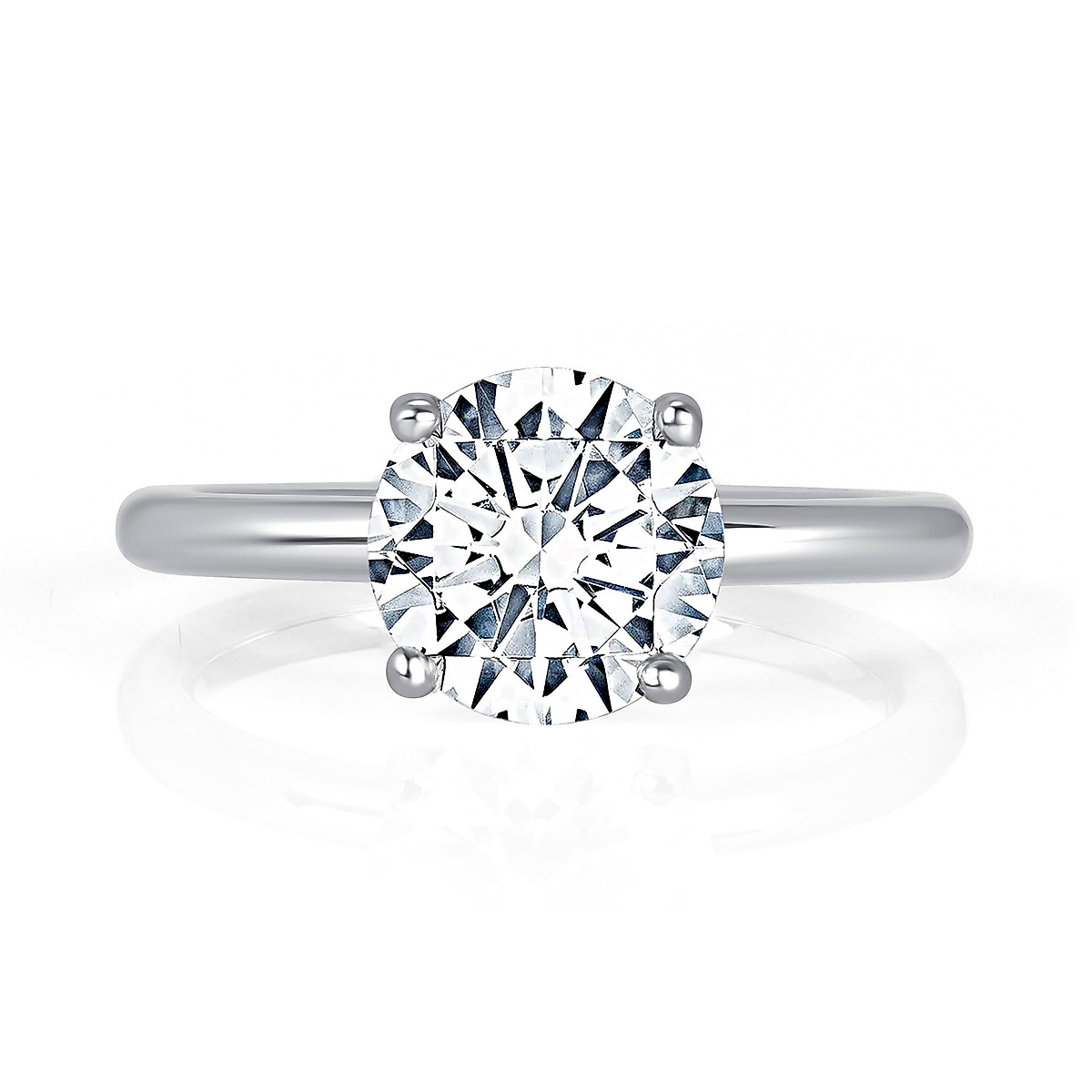 Beverly Hills Jewelers 3 Carat Round Brilliant Moissanite Solitaire Engagement Ring for Women I 14k White Gold Ring (G-H, VS, cttw, DEW) 4-Prong Wedding Promise Anniversary Ring Size 8 Made in USA