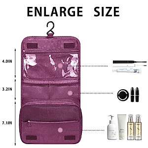 YUNZSXJY Hanging Toiletry Bag Large Capacity Hanging Toiletry Bag for Women and Men Waterproof Travel Cosmetic Bag with Sturdy Hook (Purple)