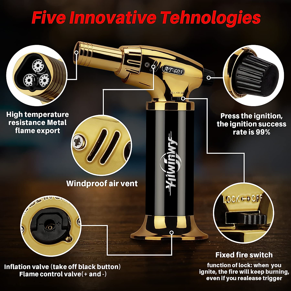 Yiiwinwy Cocktail Smoker Kit with Torch,Whiskey Smoker Kit,Bourbon/Drink/Old Fashioned Smoker Kit with 6 Flavor of Wood Chips,Christmas Gifts for Men,Husband,Dad (No Butane)