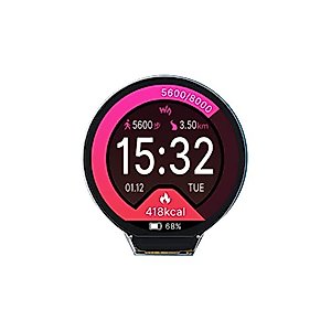 Coolwell RP2040 MCU Board with 1.28inch LCD,Round Shape, Accelerometer and Gyroscope Sensor,30 × Multi-Function GPIO Pins
