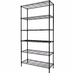 6-Shelf Adjustable Heavy Duty Storage Shelving Unit, Metal Organizer Wire Rack for Laundry Bathroom Kitchen Pantry Closet No Wheels, Black