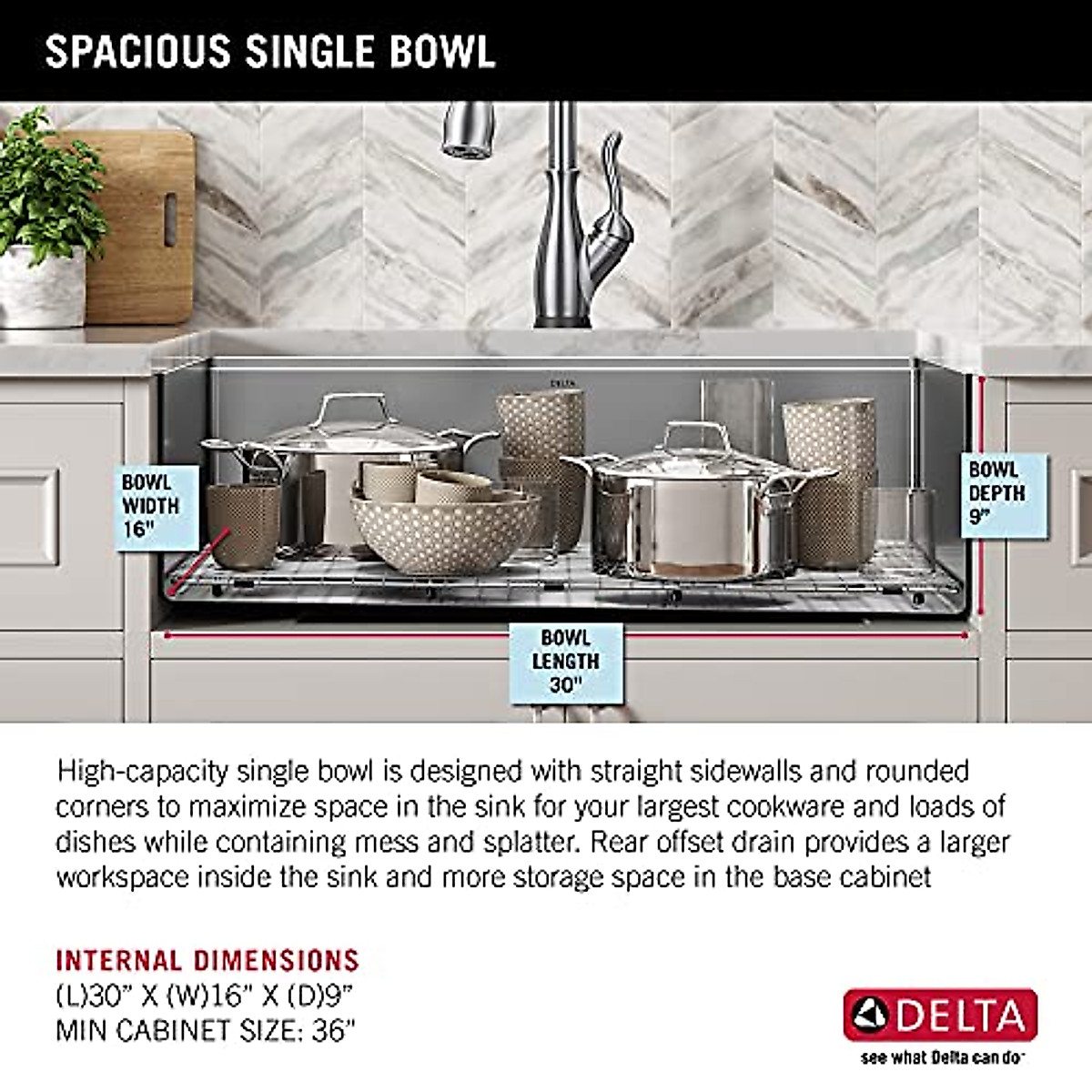DELTA 95B932-32S-SS Lorelai Workstation Kitchen Sink Undermount Stainless Steel Single Bowl with WorkFlow Ledge and Chef’s Kit of 6 Accessories