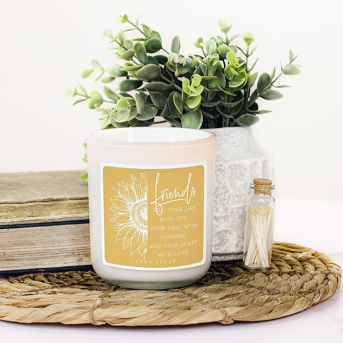 Simply Said, INC Lemon Scented Friendship Candle, Friends Fill Life with Joy, Gifts for Best Friends Women Friend Candle, Lemon Soy Candle CDL1038