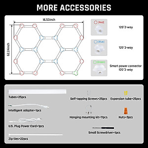 X-Litall Hexagon Garage Light，25 Pack Garage Lights Ceiling Led Hexagon，5000k Daylight White Honeycomb Lights Ceiling for Garage, Gym,Warehouse, Car Detailing Shop, Super Market.