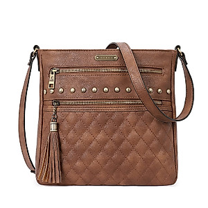 CLUCI Backpack Purse for Women Fashion Crossbody Bags Purses for Women, Leather Messenger Tassel Bag, Medium Travel Handbags Multiple Pockets, Fall Vintage Shoulder Bags Brown