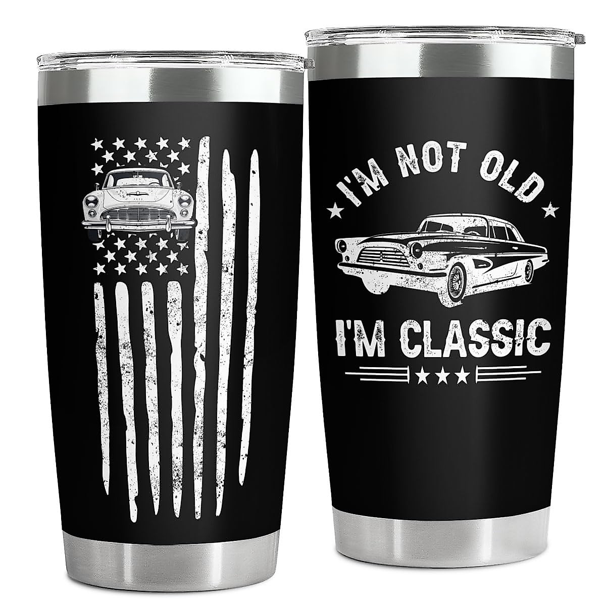 34HD Classic Dad Tumbler with Lid, 20oz Stainless Steel Vacuum Insulated Car Mug, Im Not Old Im Classic Tumbler, Birthday Christmas Father Day Gifts for New Papa Bonus Dad Husband Grandpa