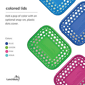 LunchBots Large Cinco Stainless Steel Lunch Container - Five Section Design Holds a Variety of Foods - Metal Bento Box - Dishwasher Safe - Stainless Lid - Aqua Dots