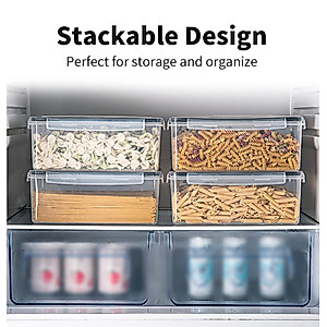 Luvan 4PCS Airtight Food Storage Containers, 3.2L BPA-Free Plastic Spaghetti Container for Pasta Organizer, Air Tight House Kitchen Pantry Organization & Storage Rice, Coffee, Tea, Nuts, Spaghetti