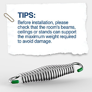 UEAKPIC 2 Pack Porch Swing Springs Heavy Duty - 1400Lbs,304 Stainless Steel Extension Spring for Hammock,Sunshade,Boxing Bag,Hanging Chair,Gym- Silver