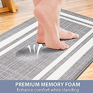 WEZVIX Anti Fatigue Kitchen Floor Cushioned Standing Mat Set, 1/2 Inch Thick Non Skid Waterproof PVC Memory Mats for Floor Sink Office Laundry, White