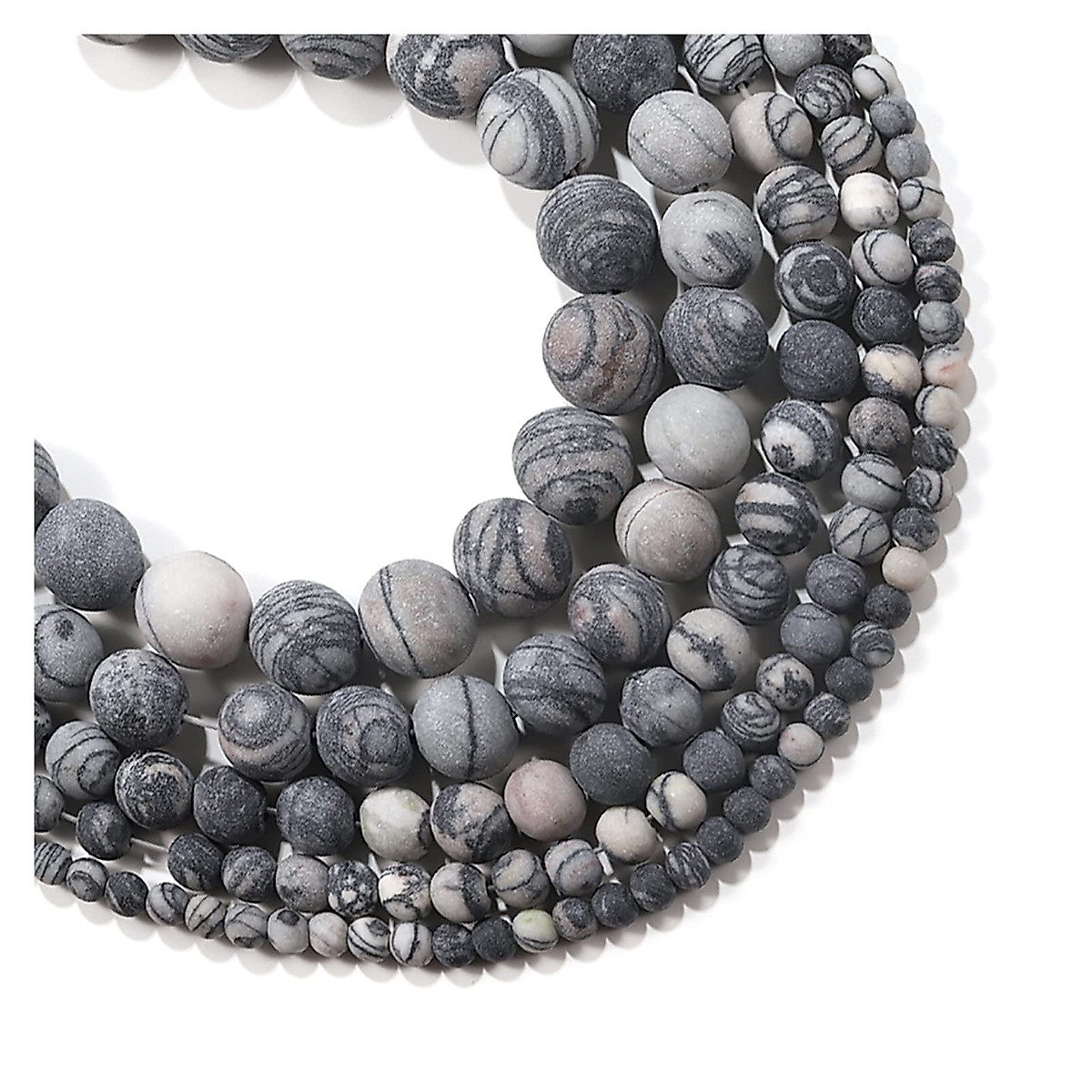 YU 1strand 4/6/8/10/12mm Matte Black Web Jaspers Stone Round Loose Spacer Beads for Bracelet Jewelry Makings Supplies T314 (Color : Web Jaspers Stone, Item Diameter : 10mm)