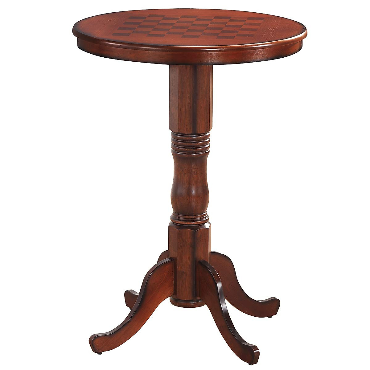 Giantex Round Dining Table, 30" D X 41.5" H, Wooden Pub Pedestal Side Table W/Chessboard, Adjustable Foot Pads, Multi-Purpose Dinner Table for Small Space, Kitchen, Dining Room, Restaurant (Walnut)