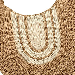 So'each Women's Handmade Circular Stripe Color Blocking knitting Tote Shoulder Bag Khaki