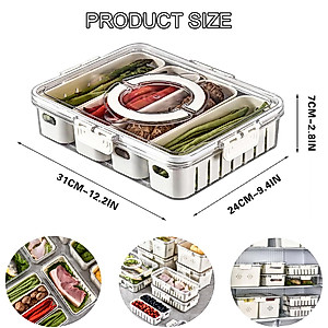 Refrigerator Organizer with Lids, Airtight Fruit Storage Containers for Fridge with Lids and Handle, BPA-Free Food Storage Container with 4 Removable Colander, Refrigerator Organizer Bins (2PCS)