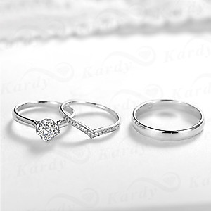 Amazing Fashion GIA Certificate Natural Diamond Gemstone 14K Solid White Gold Wedding Engagement Promise Matching Couple Ring Set(0.505cttw, G-H Color, VS-SI1 Clarity)