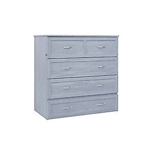 AFI Northfield Twin XL Size Murphy Bed Chest with Mattress, Storage, & Built-in Charger in Driftwood