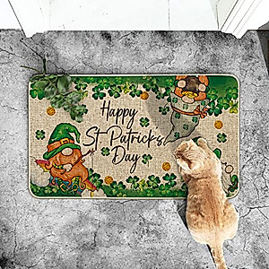 Artoid Mode Genome Happy St. Patrick's Day Welcome Decorative Doormat, Seasonal Spring Low-Profile Rug Switch Mat for Indoor Outdoor 17x29 Inch