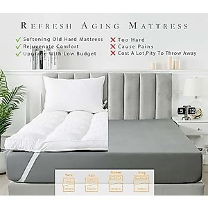 WhatsBedding 3 Inch Memory Foam Mattress Topper Twin Size, Premium Fluffy & Soft Shredded Memory Foam Filled Pillow Top, 4 Anchor Elastic Bands, Anti-Slip Bottom, 39x75in