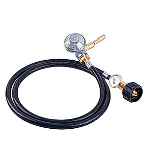 JEASOM 5FT Propane Adapter Hose with Propane Tank Level Gauge and Regulator Fit for Blackstone 17 Inch and 22 Inch Tabletop Griddle-CSA Certification