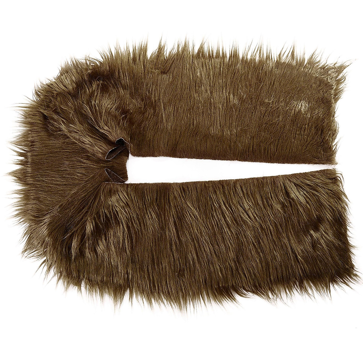 Shaggy Plush Faux Fur Fabric Precut Strips Fluffy Fuzzy Craft Fur for Gnomes Beard Hair Cosplay Costume Dwarf Decoration (Dark Brown, 2x60 inch)