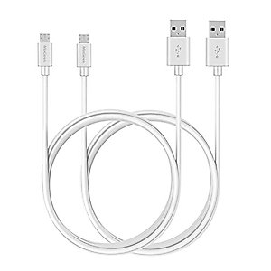 MaGeek Micro USB Cable 6ft, [2-Pack, 6 feet] Extra Long USB 2.0 to Micro B Fast Charge Cord and High Speed Data Sync Cable for Samsung S7 S6, HTC, Sony, Motorola, LG, Google, Nokia and More (White)