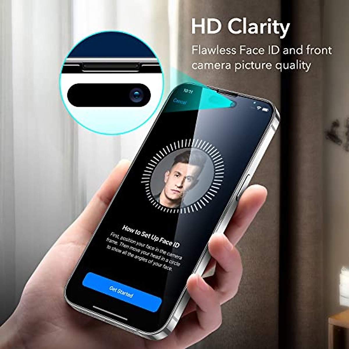 ESR for iPhone 14 Pro Screen Protector, Easy Installation Frame, Military-Grade Protection, Ultra Tough, Scratch Resistant, Tempered-Glass Screen Protector for iPhone 14 Pro, 3 Pack