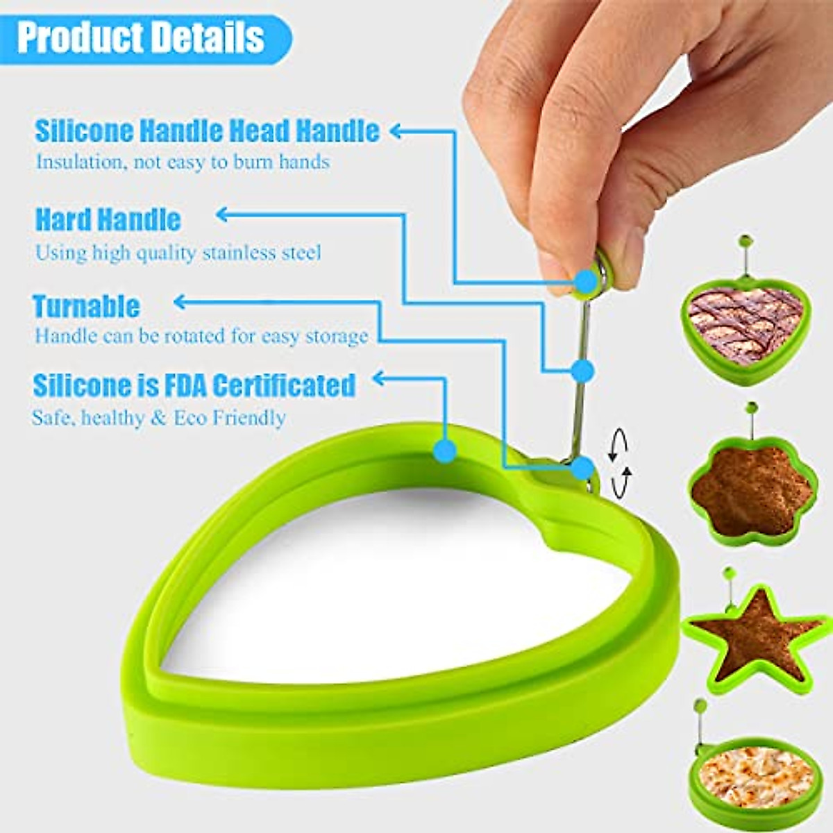 Silicone Egg Ring,Non Stick Egg Cooking Rings,Egg Mcmuffins Mold,Perfect Fried Egg Mold for Frying Eggs,Pancake and Omelet (Multicolor-Ring)