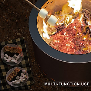 VONZOY 19.5 Inch Fire Pit, Smokeless Fire Pits for Outside, 304 Stainless Steel Outdoor Large Wood Burning Firepit w/Stand, Ash Pan and Portable Handbag Bonfire Pit for Patio, Camping Stove