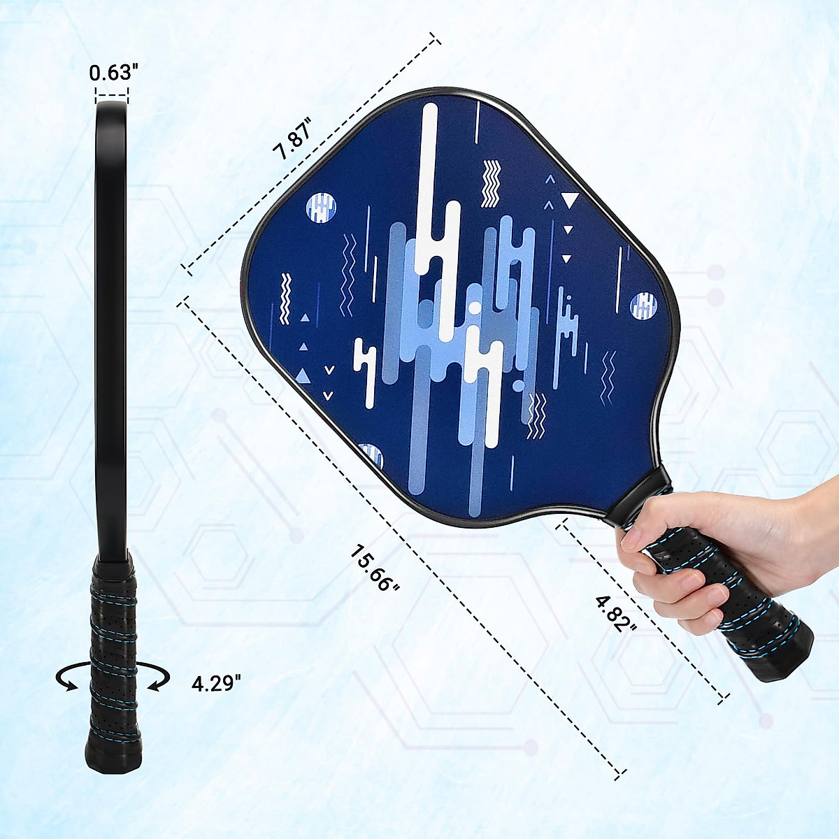 PLIOSAUR Pickleball Paddles, Fiberglass Pickleball Set, Lightweight Pickle Ball Rackets 2 Pack with 4 Pickle Ball, 2 Grip Tapes and 1 Carry Bag, Pickleball Paddle Set Gifts for Men Women Beginners
