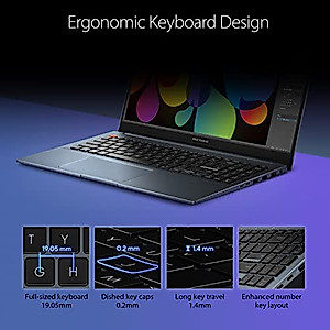 ASUS VivoBook Pro 16 Laptop, 16” 16:10 Display, Intel Core i7-12650H CPU, NVIDIA® GeForce RTX 3050 Ti GPU, 16GB RAM, 1TB SSD, Windows 11 Home, Quiet Blue, K6602ZE-DB76