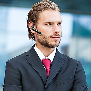 MQQC Bluetooth Headset V5.0 Wireless Bluetooth Earpiece,Hands-Free Earphones with Noise Cancellation Mic for/Business/Office/Driving, Compatible with iPhone and Android（Blue）