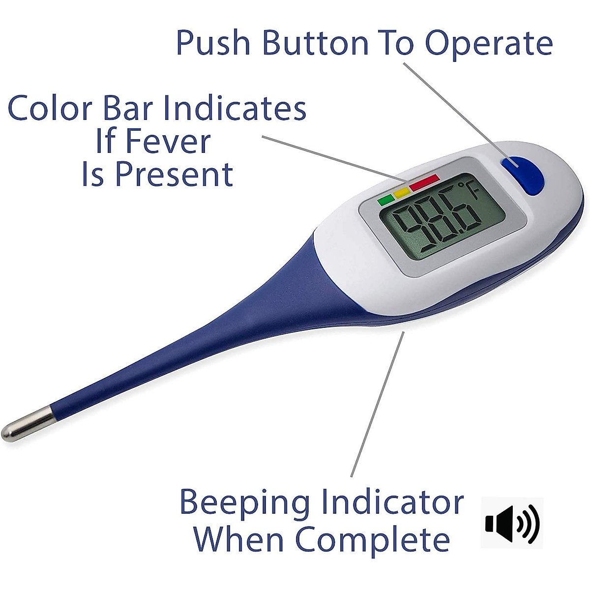 Apex Large Face LCD Fast Read Digital Thermometer for Adults and Children - Instant Read Thermometer for Fever Detection with Quick 10 Second Read Time (Packaging May Vary) (Pack of 2)