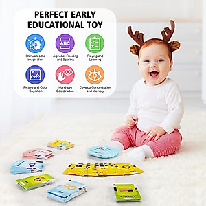 Ednzion Talking Flash Cards with 384 Sight Words (Including Letters and Numbers), Montessori Educational Learning Interactive Toddler Toys, Speech Therapy and Autism Sensory Toys, Blue