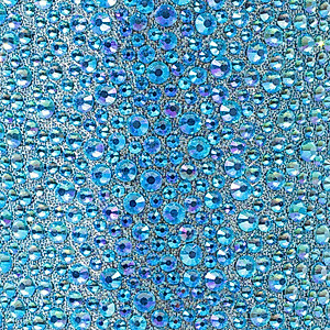 Strass Insulated Beverage Tumbler, Glass Rhinestones on Stainless Steel, Aqua Iridescent, Sold Individually
