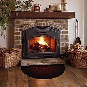 24'' x 42'' Upgraded Thickened Fireplace Mat, Half Round Fire Resistant Mat, Fireproof Rug Retardant Hearth Pad for Fireplace Wood Stove, Protect Floor from Sparks Embers Indoor Outdoor