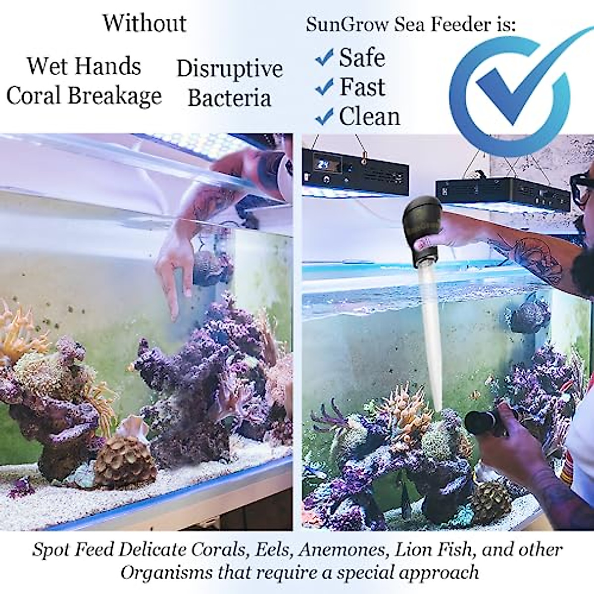 SunGrow Squirt Feeder, 17.7” Coral Feeder with Extension Tube, Dosage Tool for Target Feeding for Delicate Species, 1 Piece